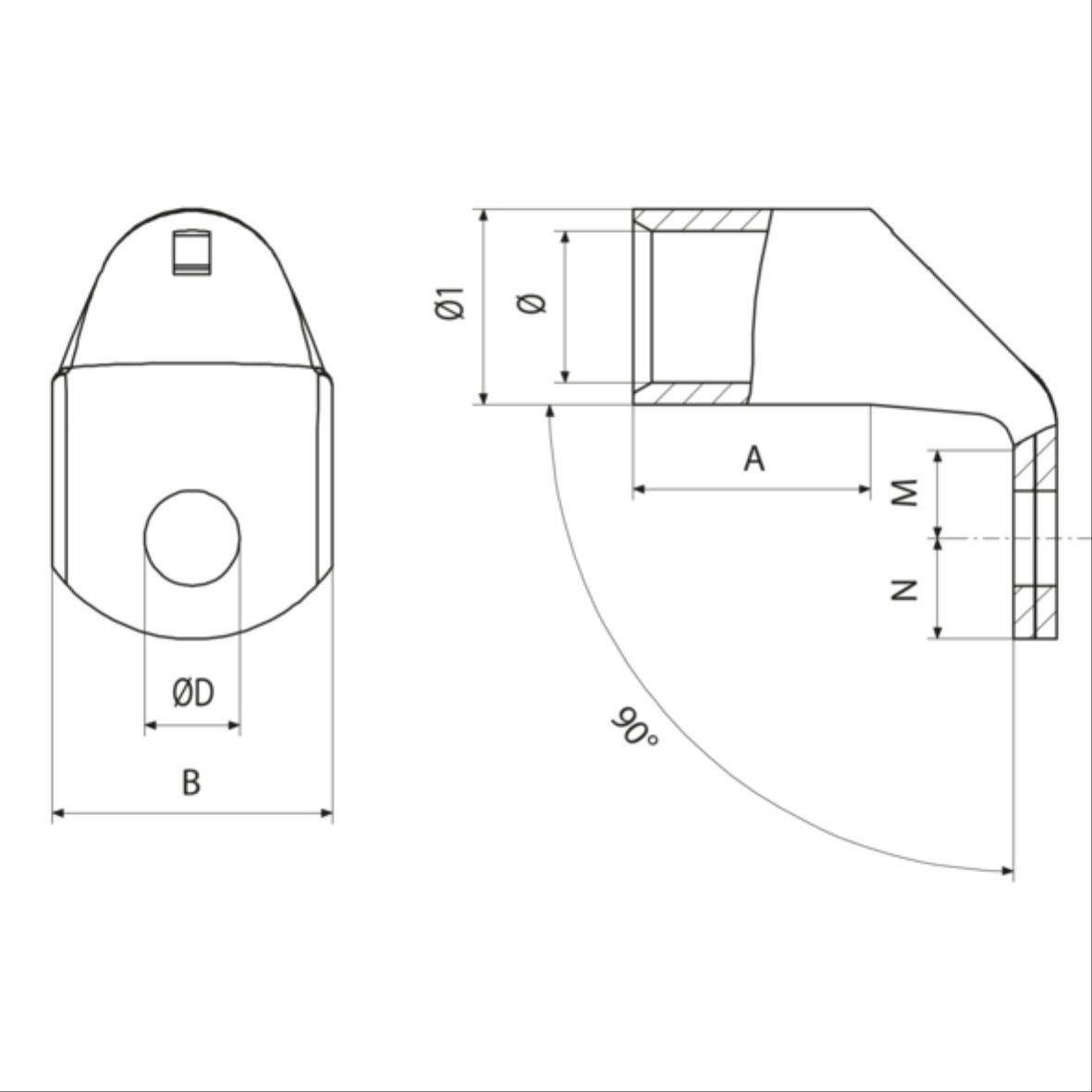 CEMBRE - A-L - RING TERMINAL, 90° BEND, FOR COPPER CONDUCTORS